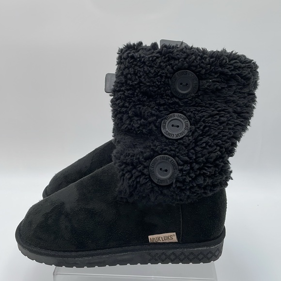 Muk Luks | Shoes | Muk Luks Tall Faux Fur Leg Slipper Boots Black And ...